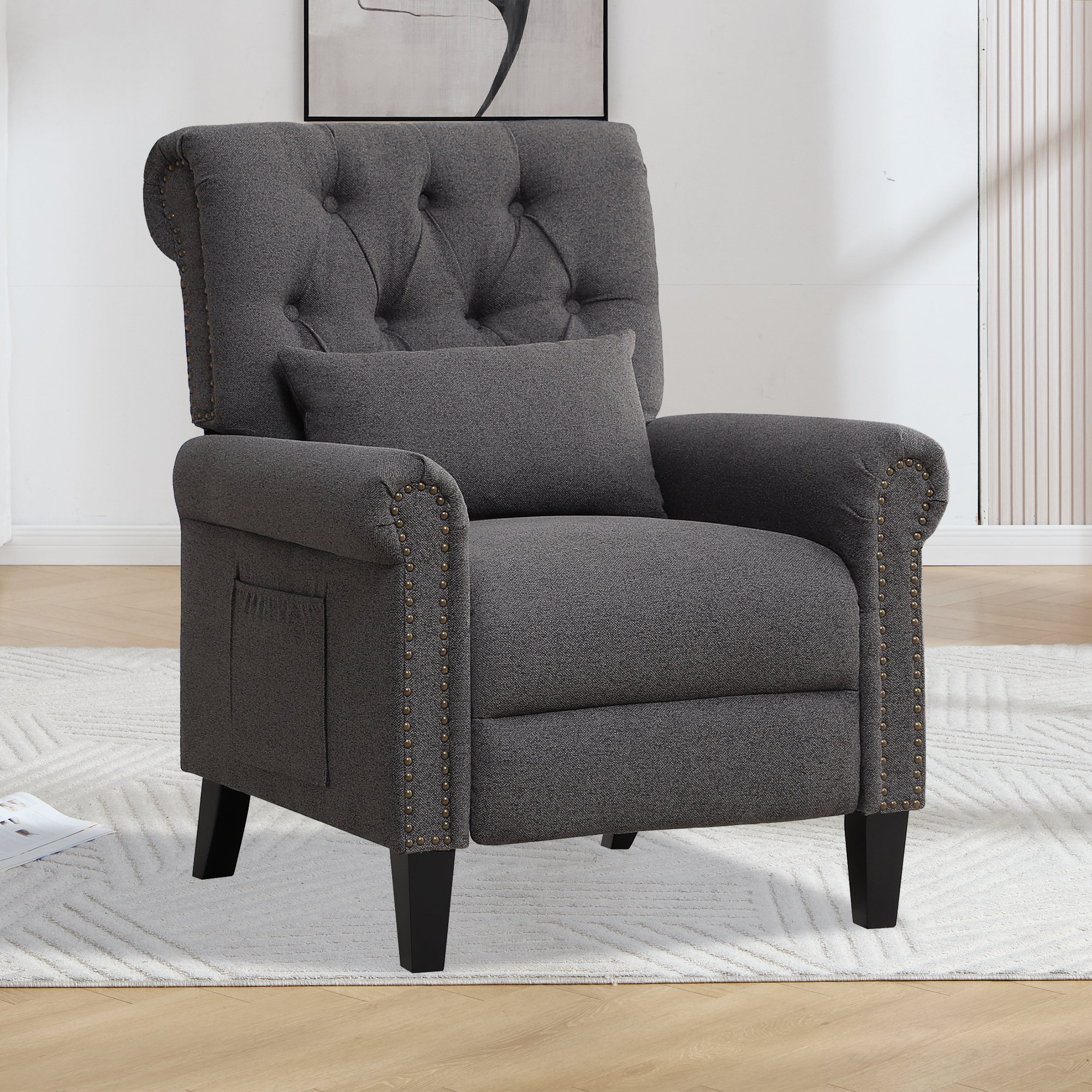 Winston Porter 30" W Classic And Upholstered Soft Pushback Recliner ...
