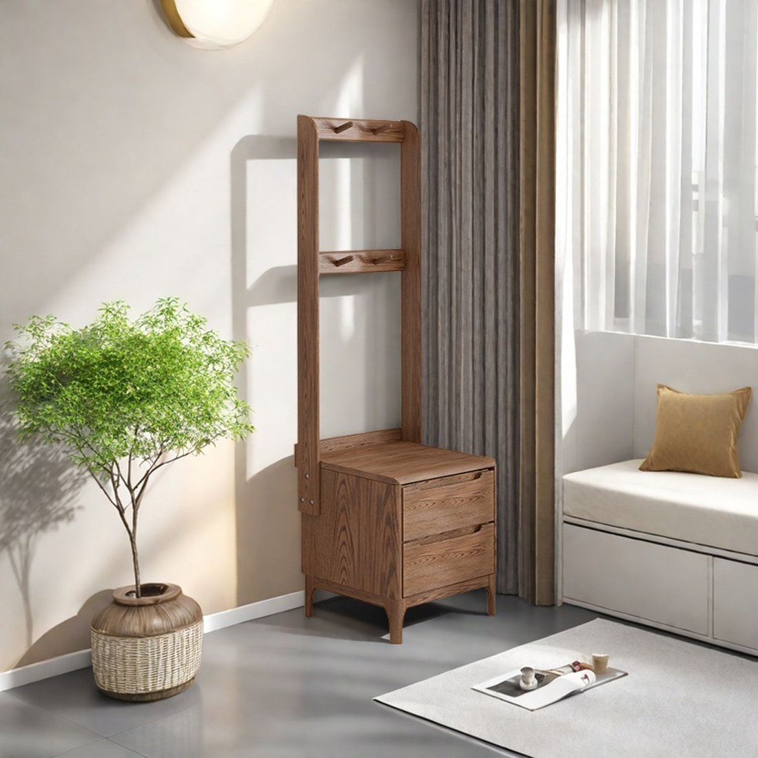 Elegant Home Furnishings.s Solid Oak Hall Tree with Drawers | Wayfair