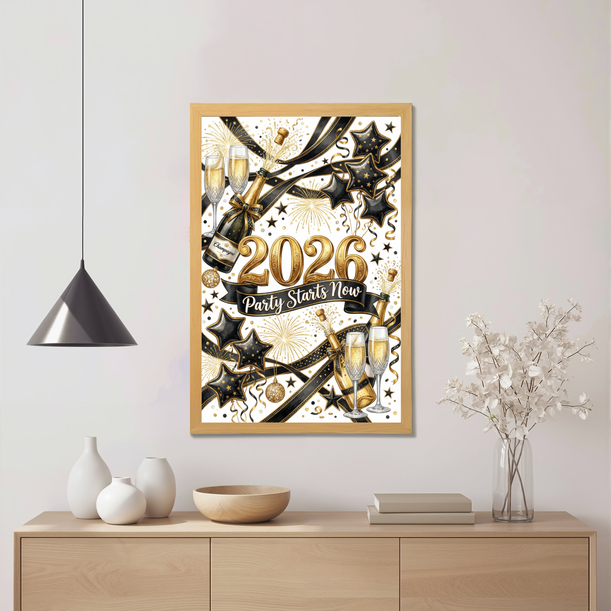 Mercer41 2026 New Year Celebration Champagne Stars And Fireworks Canvas ...