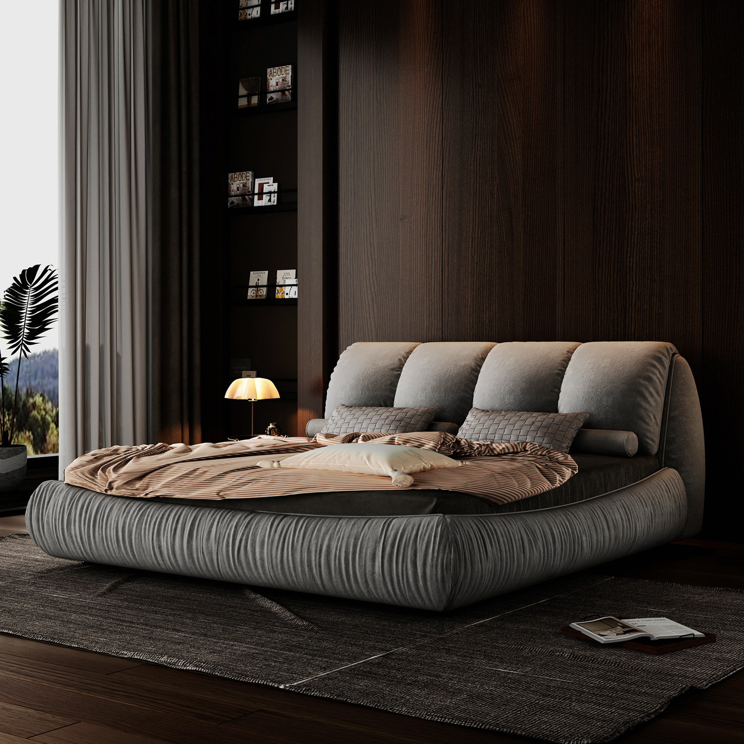 Wrought Studio™ Luxury Platform Bed With Oversized Padded Backrest ...