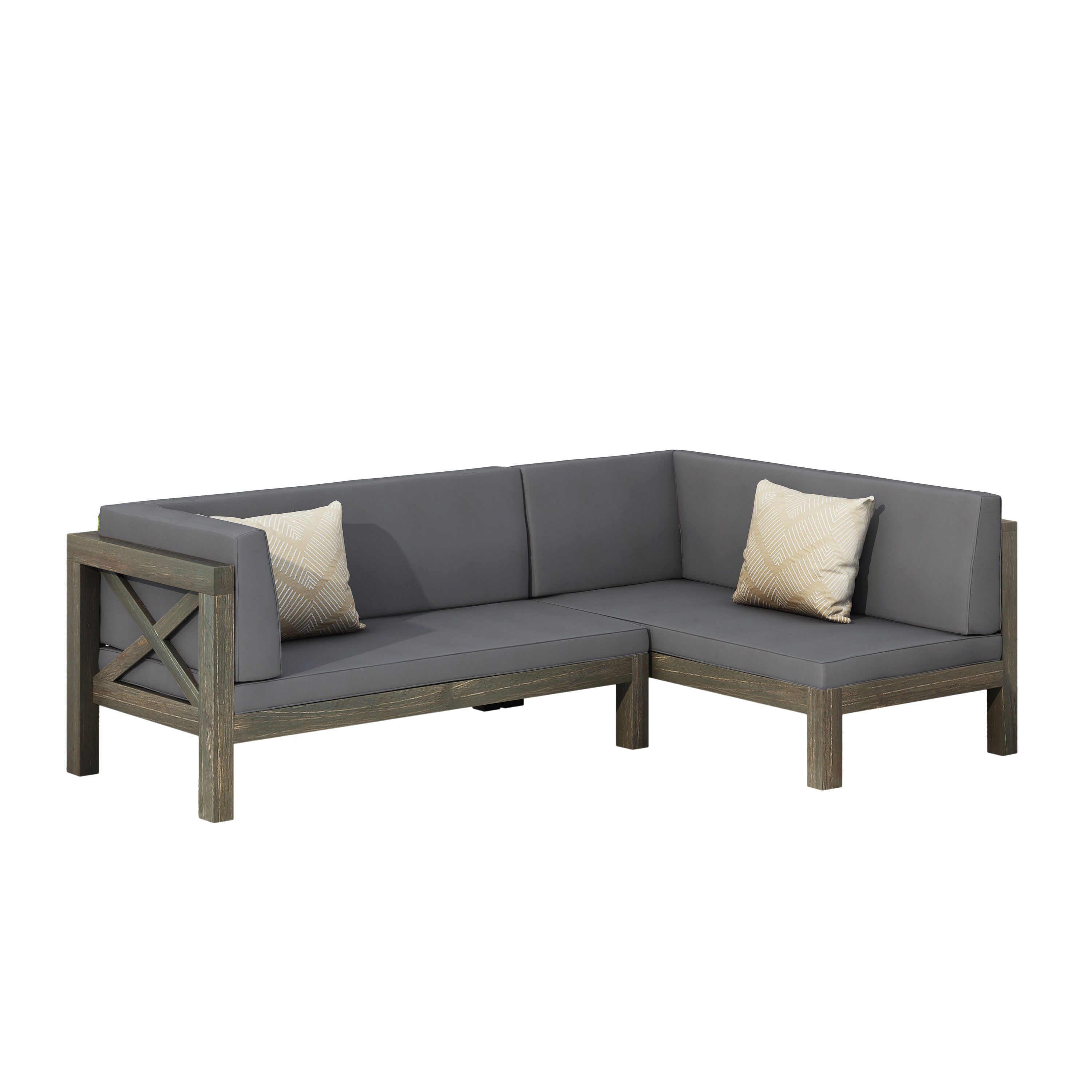 Gracie Oaks Suvada 58.25" Wide Outdoor L-Shaped Patio Sectional with ...