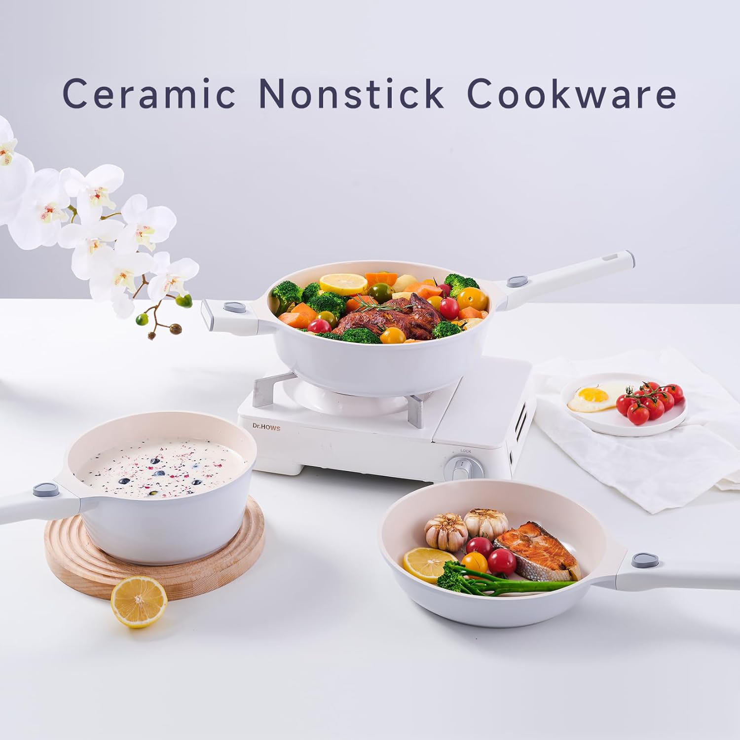 BN-LINKKL 22Pcs Nonstick Ceramic Induction Cookware Sets, Pots And Pans ...