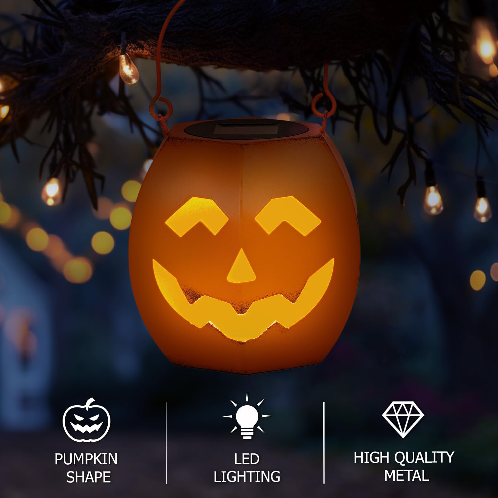 The Holiday Aisle® Halloween Outdoor Pumpkin Solar Lanterns: Color ...