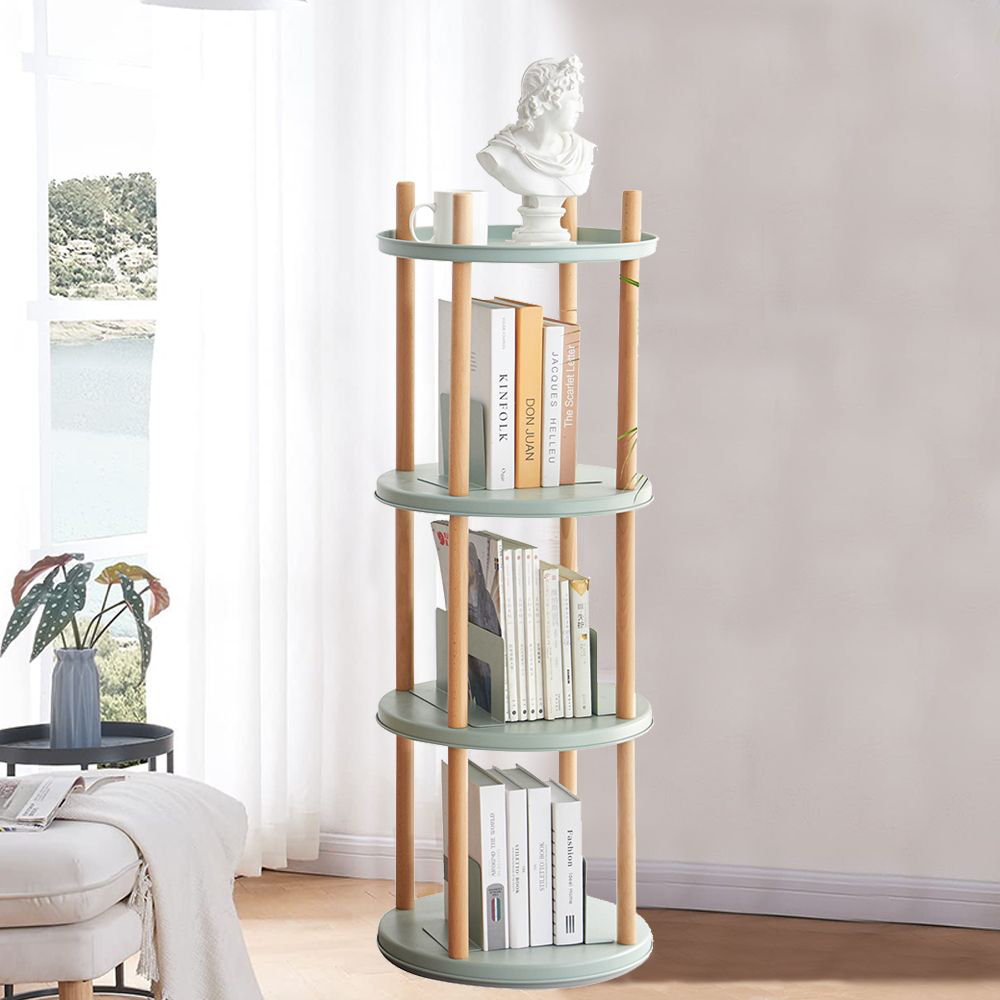 Corrigan Studio Rotating Storage Shelf, Adjustable 4-Tier Bookshelf ...