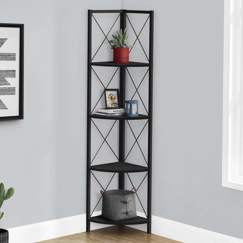 Gracie Oaks Bookshelf Bookcase 4 Tier features a three-leg metal frame ...