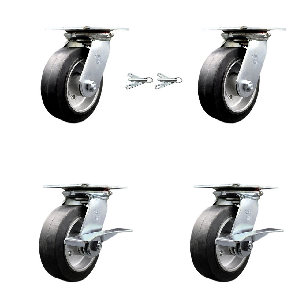Service Caster 4 Piece Rubber on Aluminum Caster Set | Wayfair