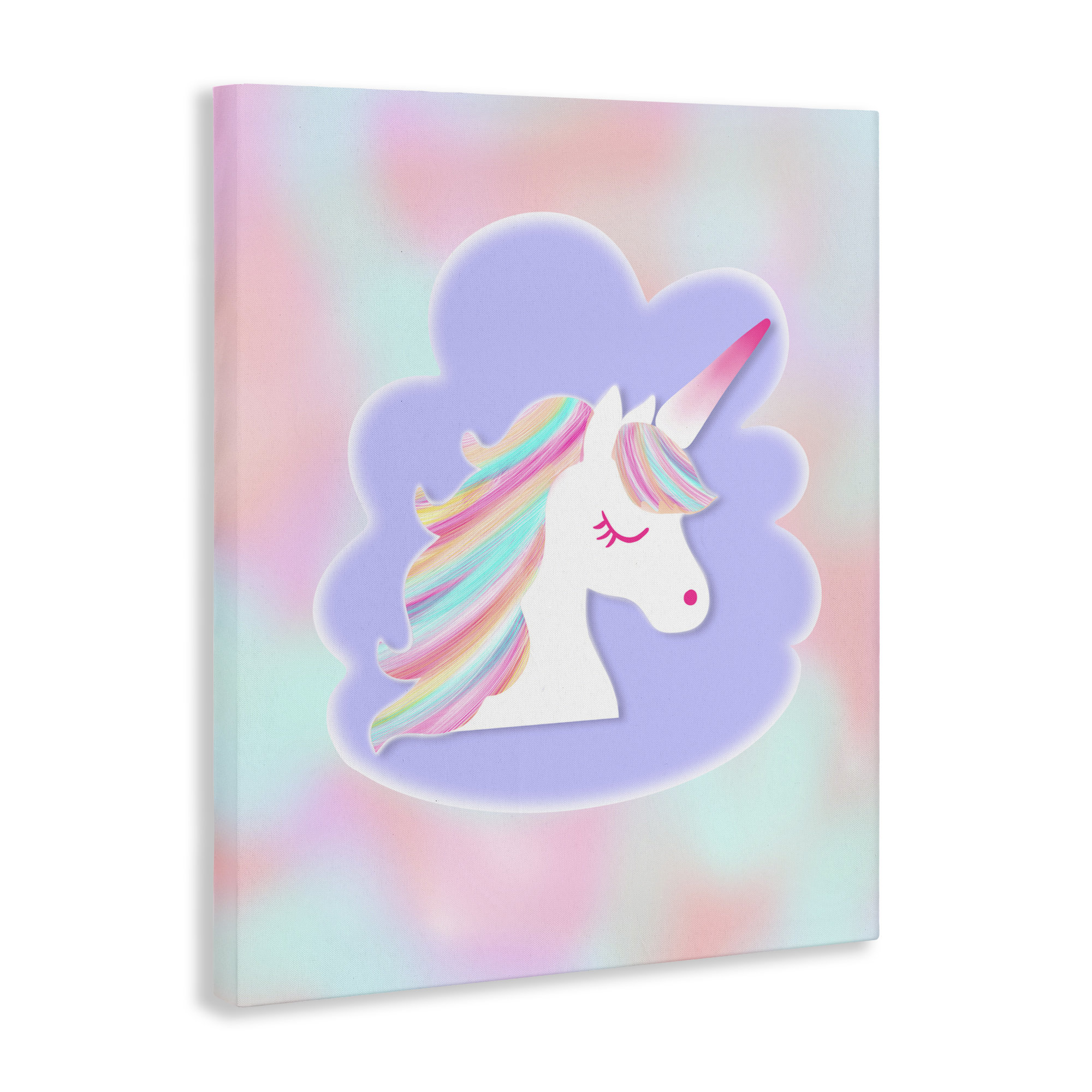 Latitude Run® Unicorn Face Pastel Cloud Canvas, design by Pooja Dave ...