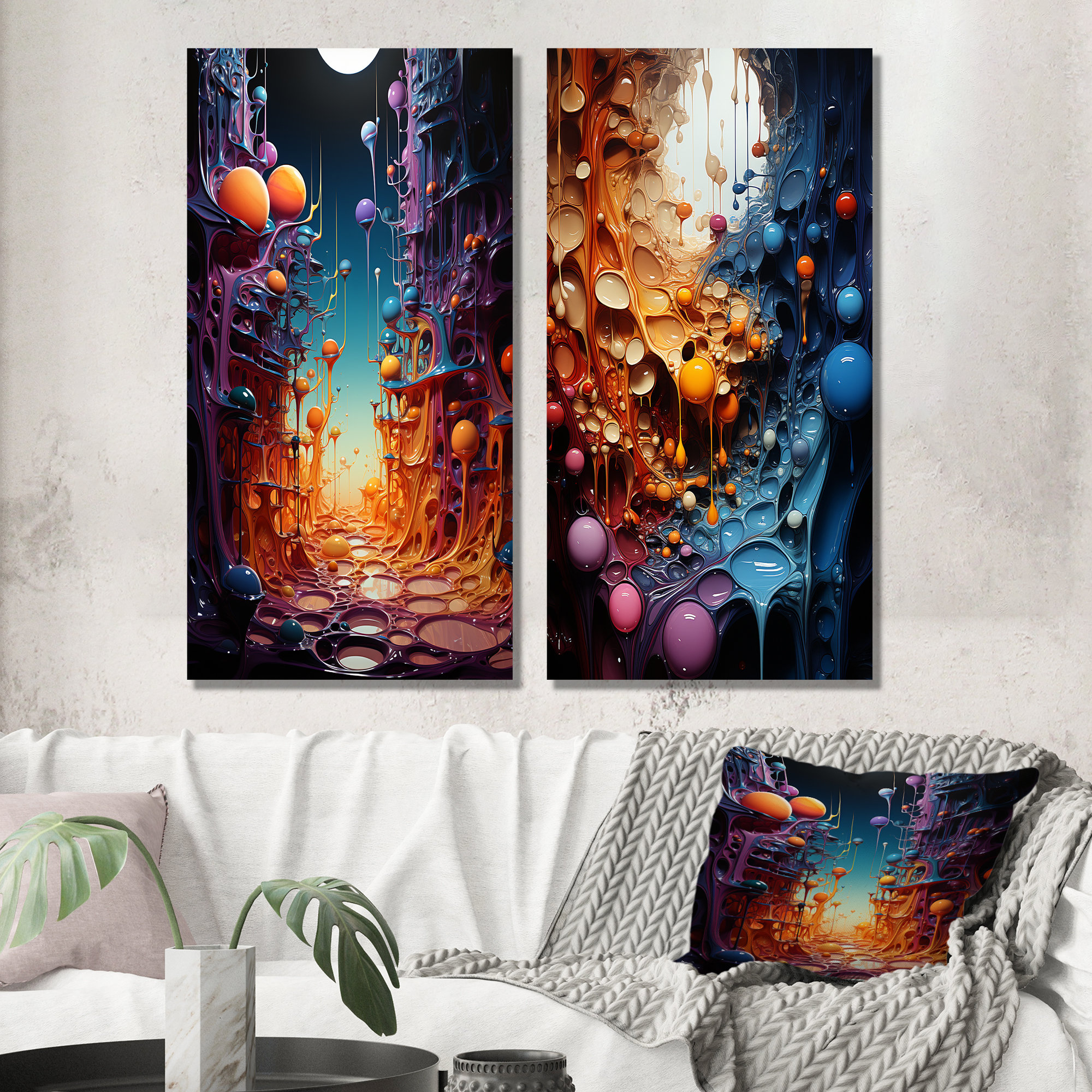Ivy Bronx Surreal Multicolor Drip Paint - Abstract Landscapes Canvas ...