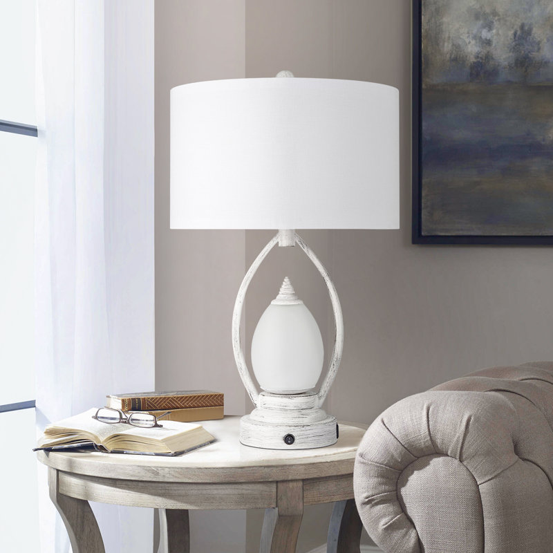 Gracie Oaks Berendine 23" Metal, Glass Night Light, Coastal Table Lamp ...