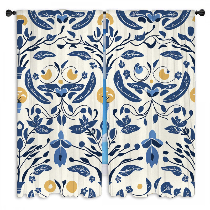 Bungalow Rose Floral Window Curtains Botanical Traditional Drapes - 2 ...