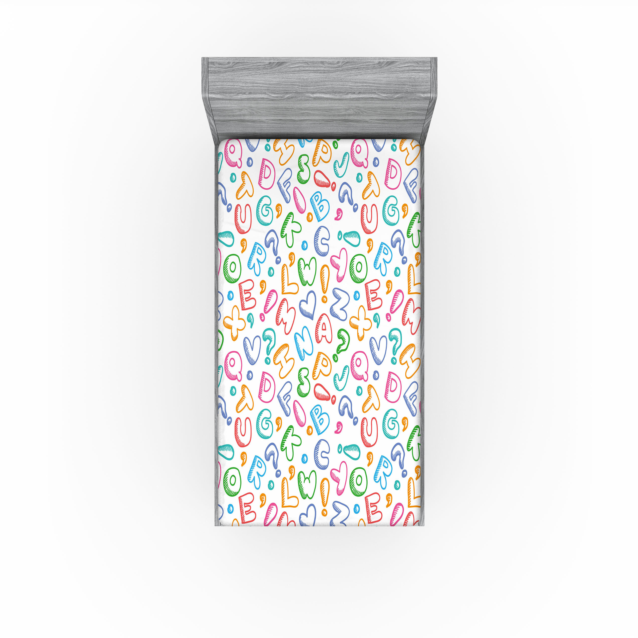Ambesonne Alphabet Fitted Sheet 2-Pack Colored Letters Multicolor | Wayfair