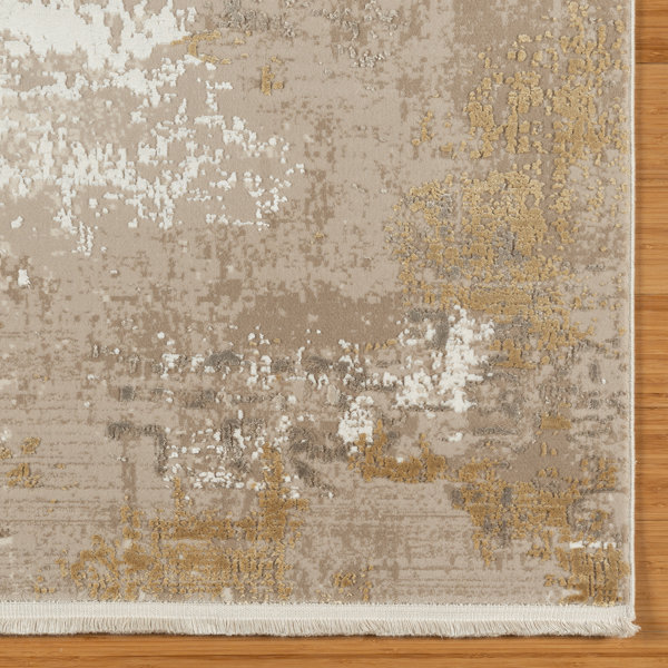 Gertmenian Florance Gela Modern Abstract Beige/Gold High-Low Viscose ...