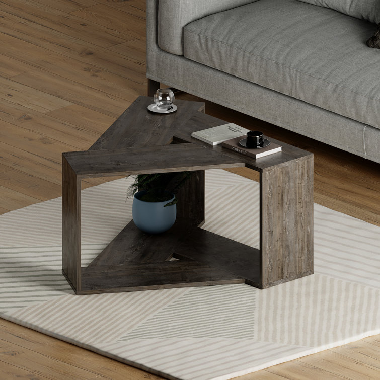 Metro Lane Trio Floor Shelf Coffee Table with Unique Triangular Prism ...
