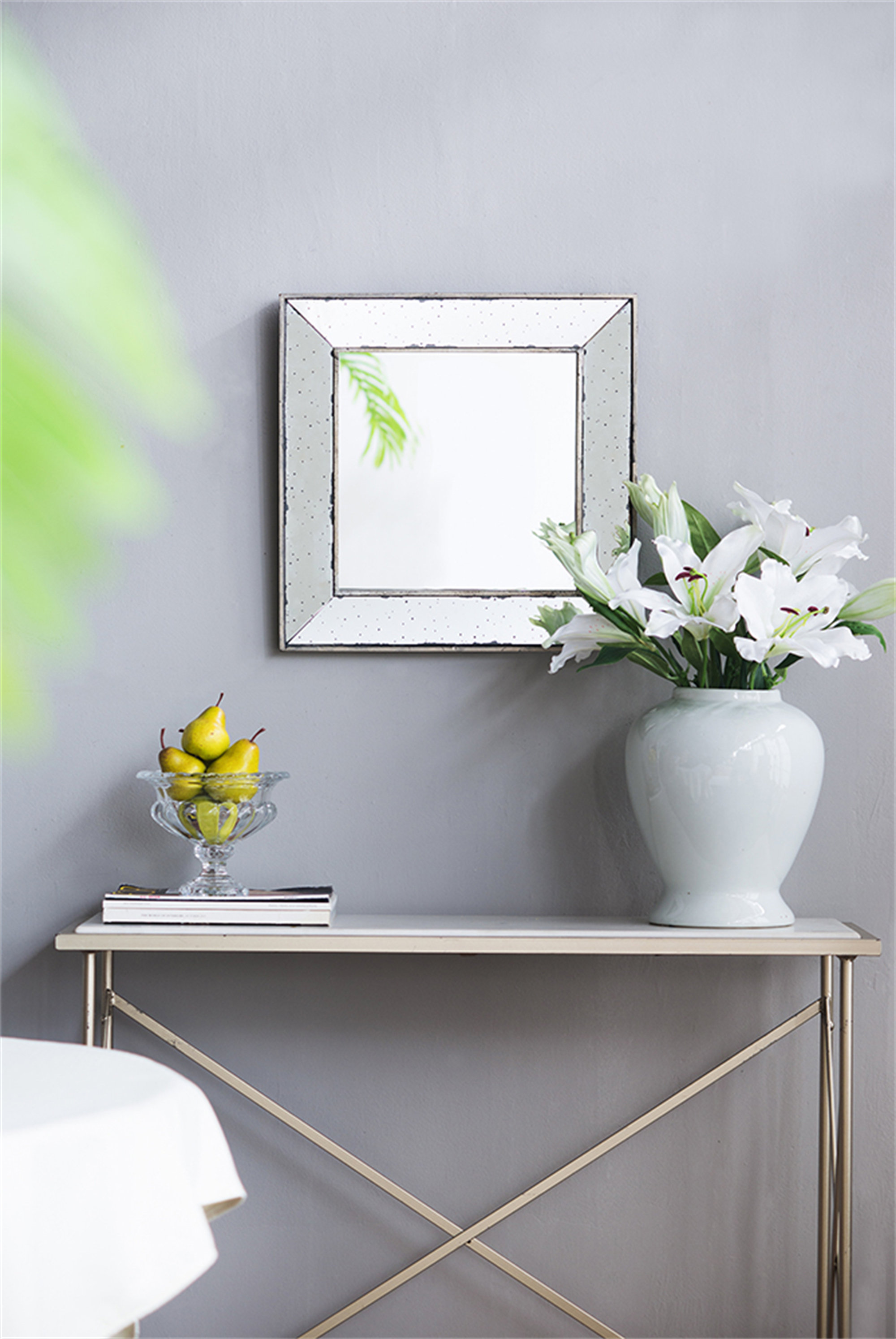 Gracie Oaks Distressed Silver Square Accent Mirror, Wall Mirror for ...