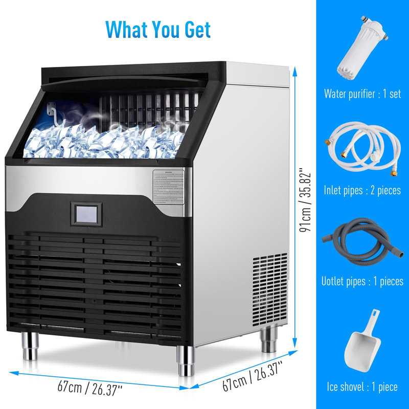 Zstar 160 Lb. Daily Production Crescent Ice Freestanding Ice Maker ...