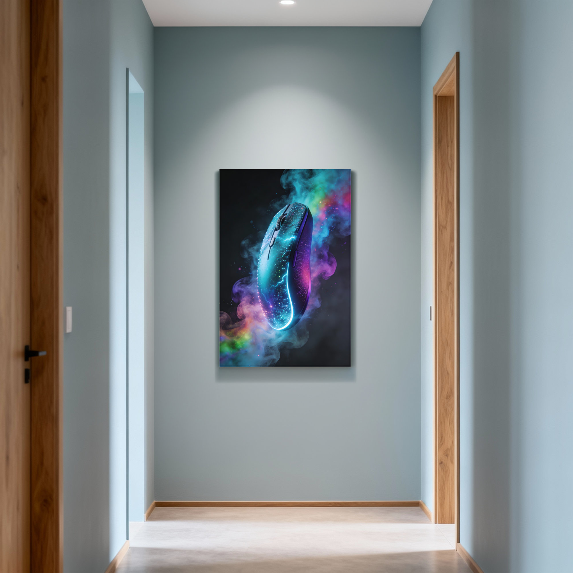 Winston Porter Abstract Cosmic Mouse With Neon Glow And Smoke | Wayfair