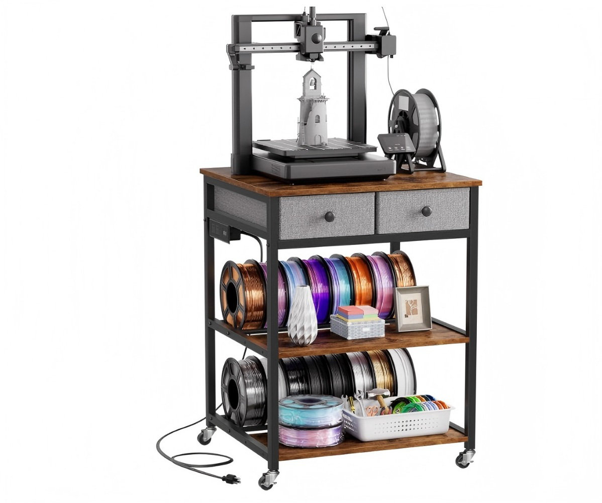 XIANGXIELISHE 3D Printer Stand With Power Outlet & Drawers - Heavy Duty ...