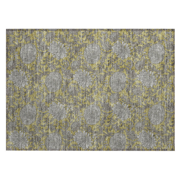 Bungalow Rose Washable Floral Indoor / Outdoor Rug | Wayfair