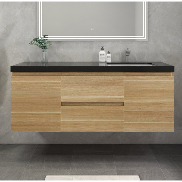 Ivy Bronx Castin 60" Wall-Mounted Single Right Sink Bathroom Vanity Set ...