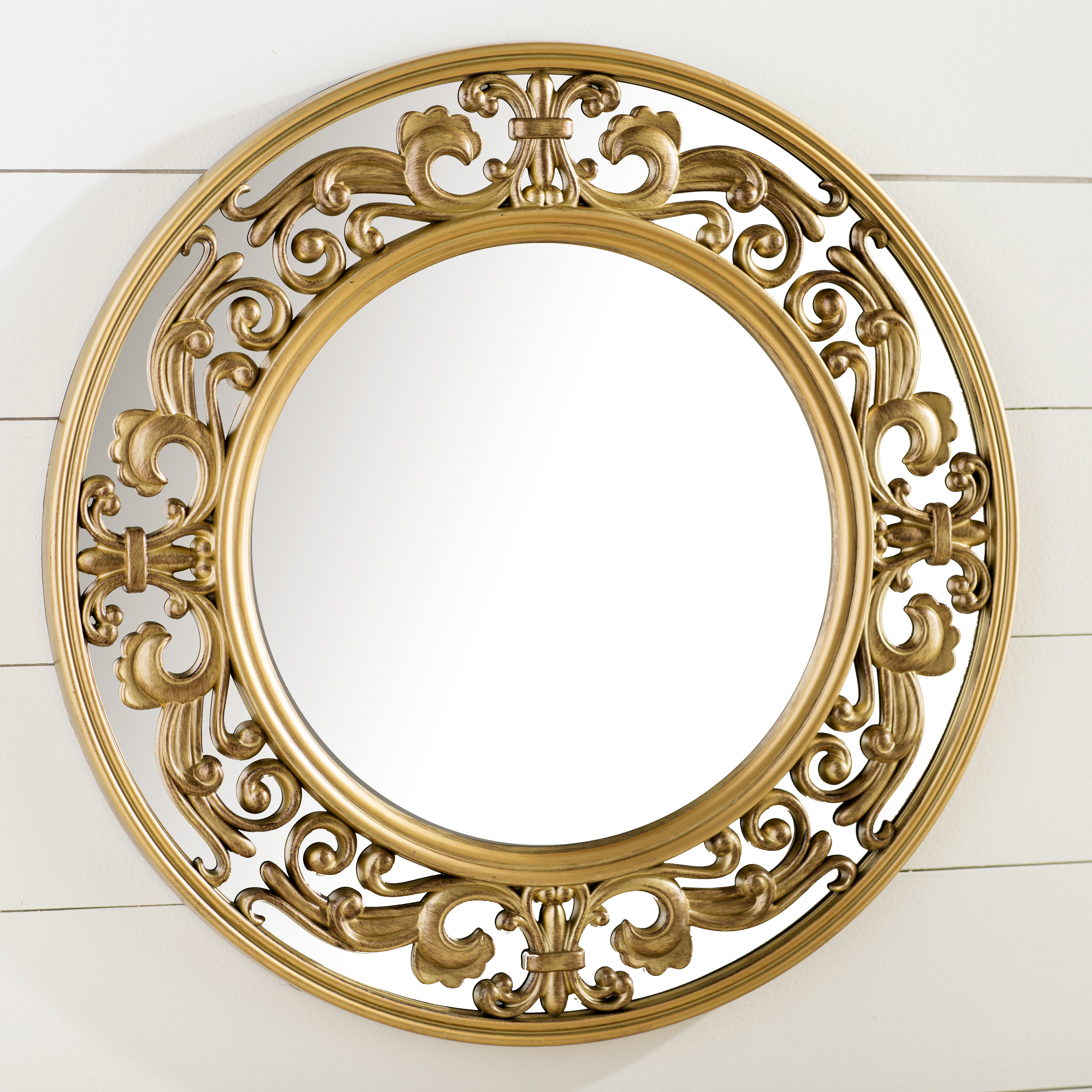 House of Hampton Folger Victorian Round Plastic Wall Mirror 23.5 Inches ...