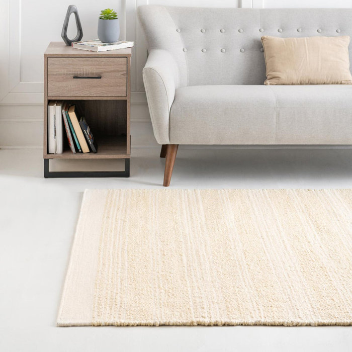 Beachcrest Home Shira Handmade Hand-Knotted Beige Rug | Wayfair