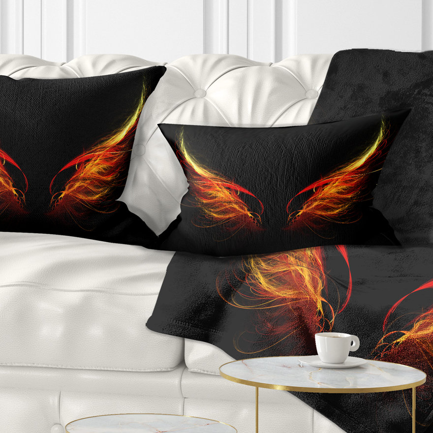Design Art Hell Wings on Black Background - Abstract Printed Pillow ...