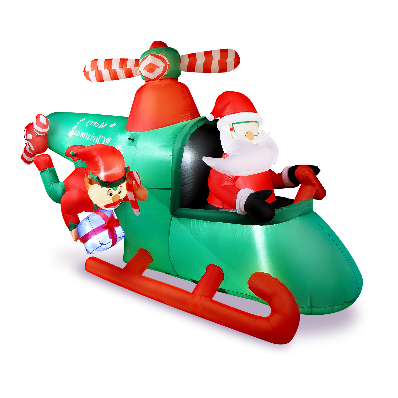 The Holiday Aisle® 72-Inch Santa & Elf Helicopter Christmas Inflatable ...