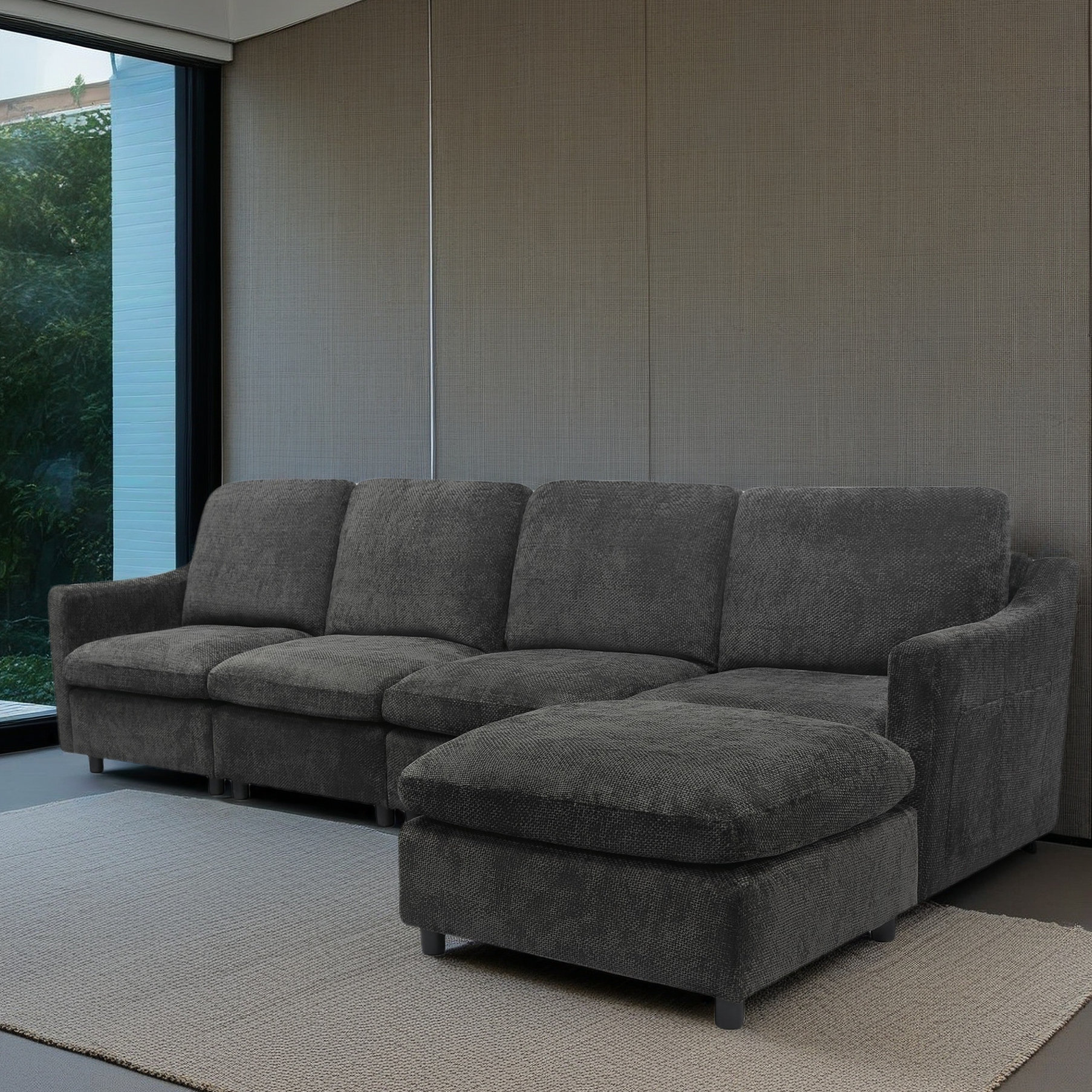 Latitude Run® Modern Sectional With Reversible Chaise - Black For ...