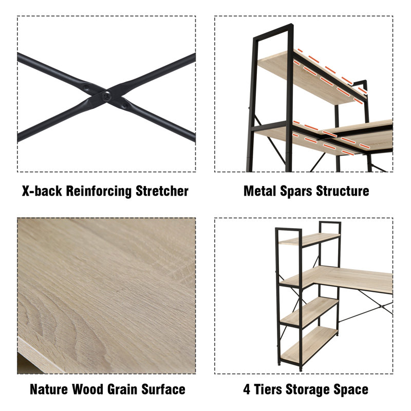 Inbox Zero L-Shaped Metal Base Computer Desk & Reviews | Wayfair