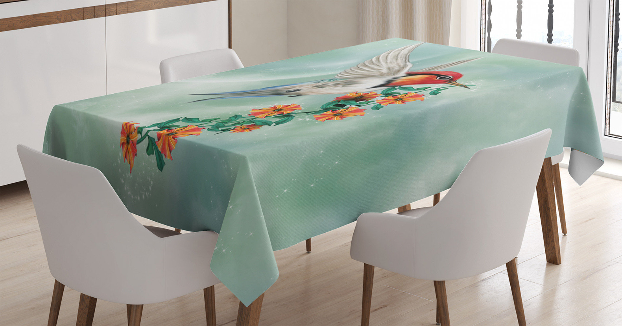 East Urban Home Hummingbird Tablecloth, Hummingbird Is Flying With ...
