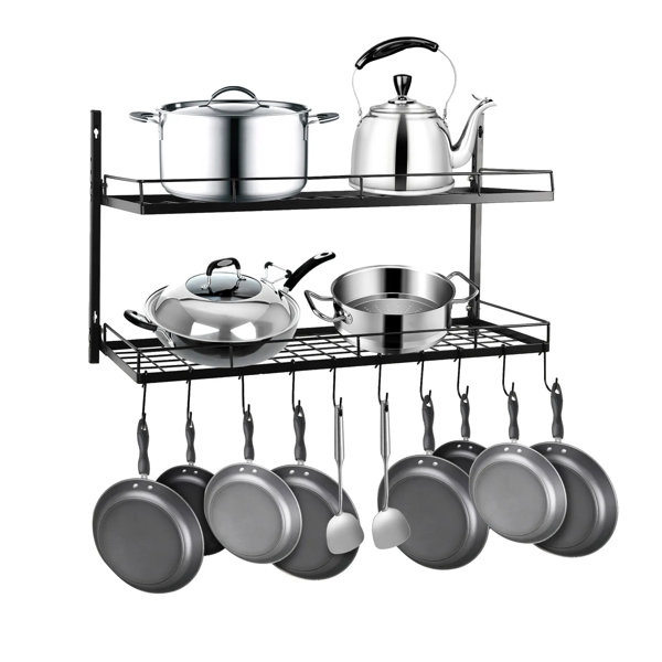 Rebrilliant Metal Rectangle Wall Mounted Pot Rack | Wayfair