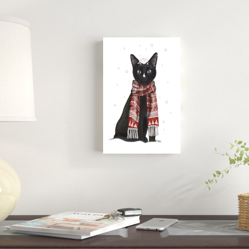 Trinx Black Cat, Red Scarf - Wayfair Canada