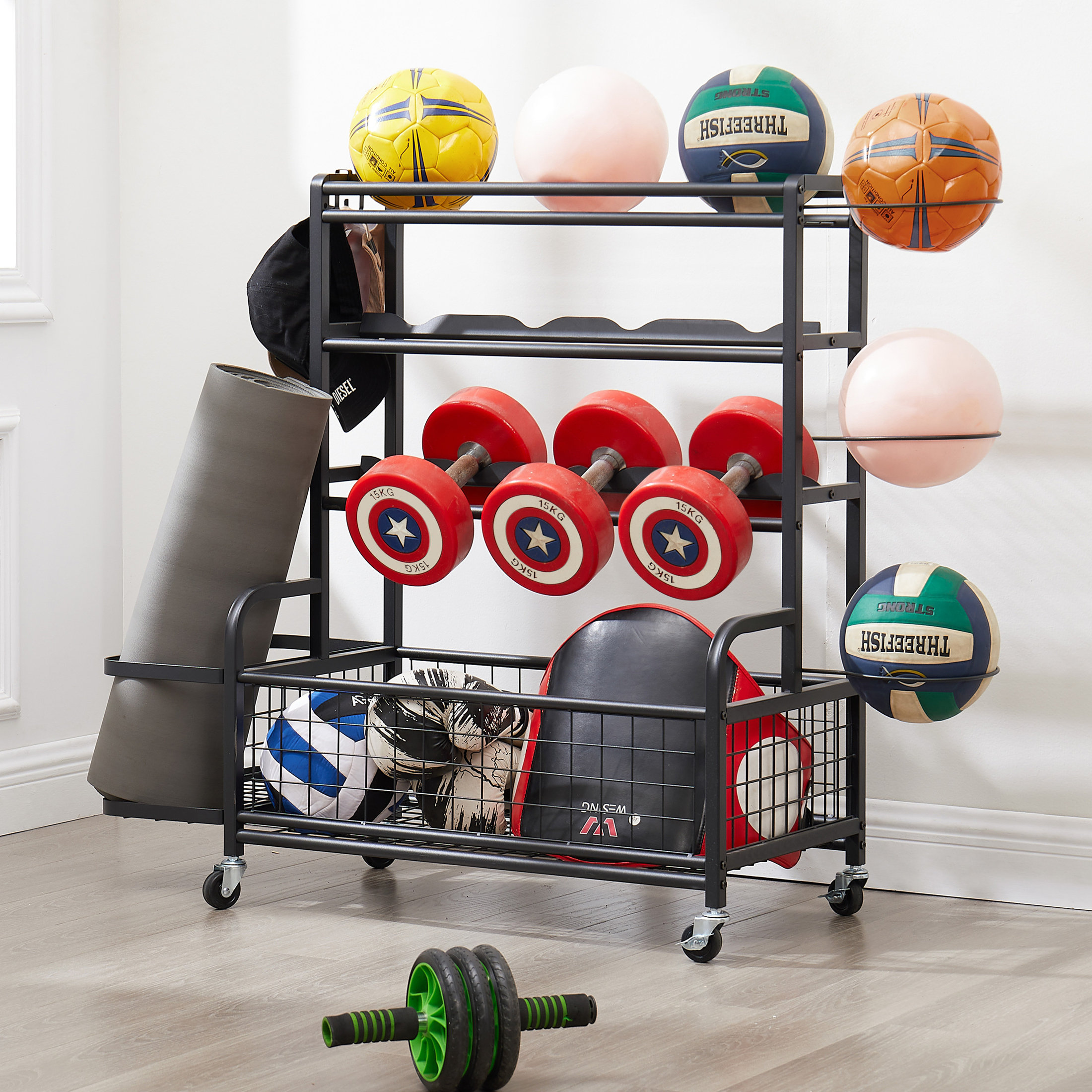 WFX Utility™ 4-Tier Heavy-Duty Sports Equipment Organizer with Wheels ...