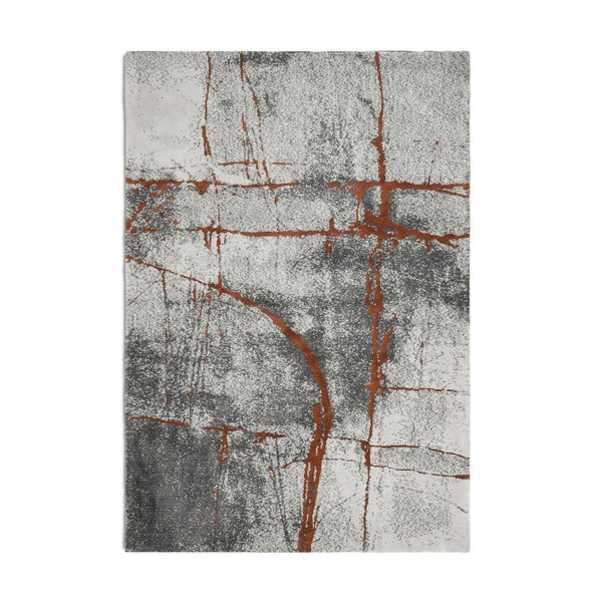 17 Stories Abstract Shag Gray/Orange Area Rug | Wayfair