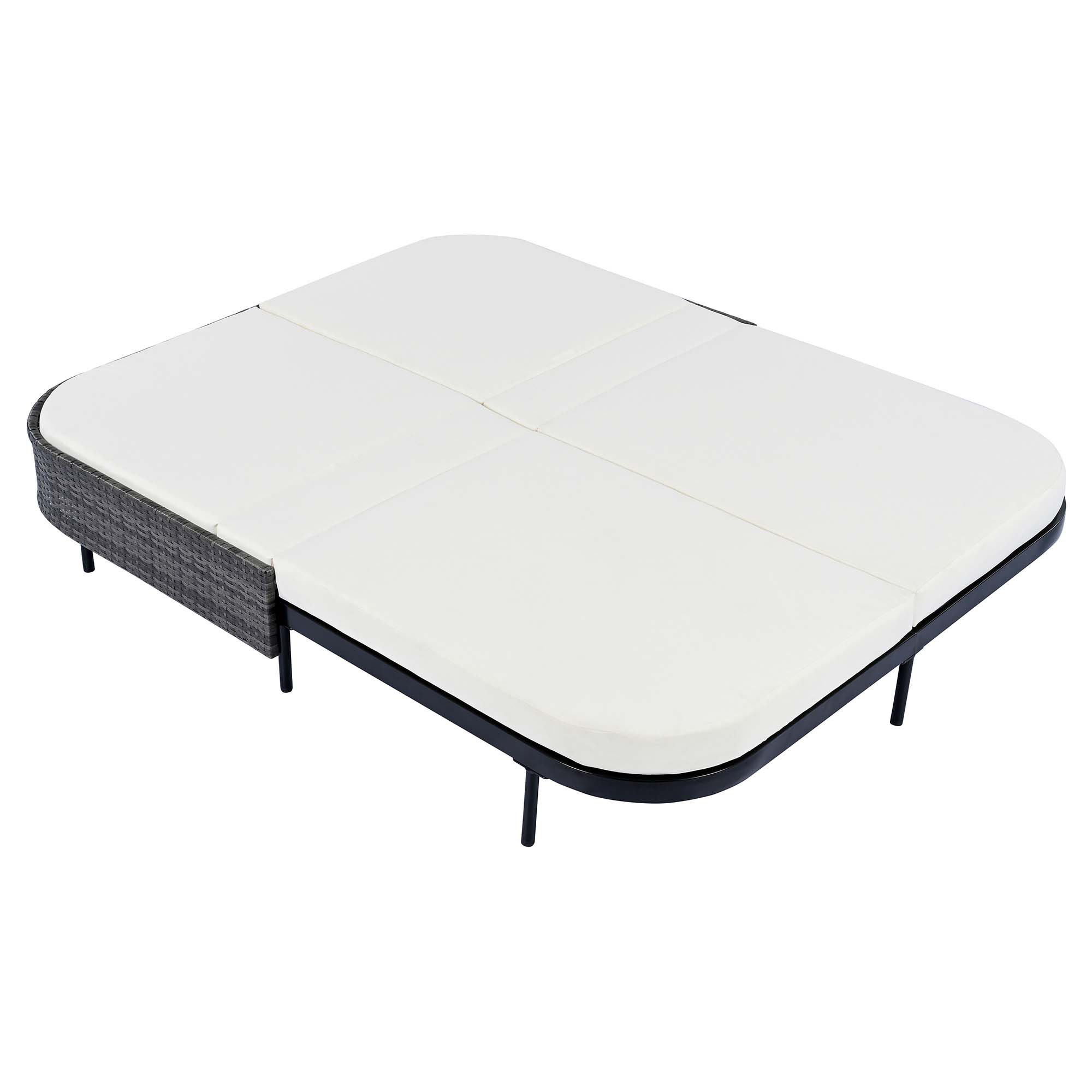 Latitude Run® Patio Rattan 5-Position Backrest Daybed With Removable ...