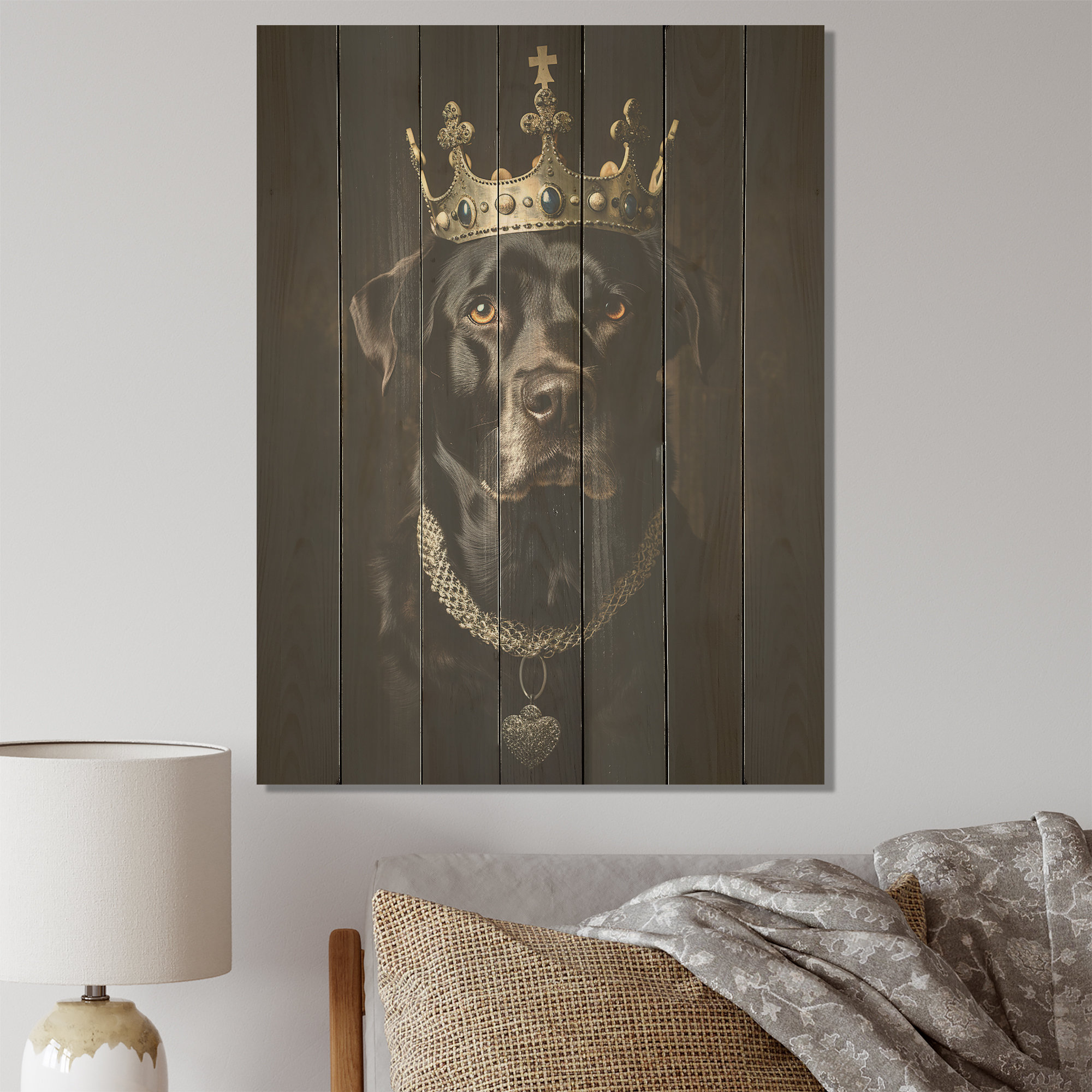 Trinx Crowned Royal Labrador Dog I - Dog On Wood Print | Wayfair