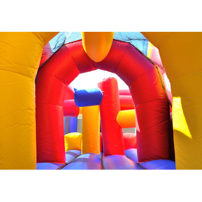 JumpOrange Rainbow Xtreme Obstacle Course Bounce House (with Slide and ...