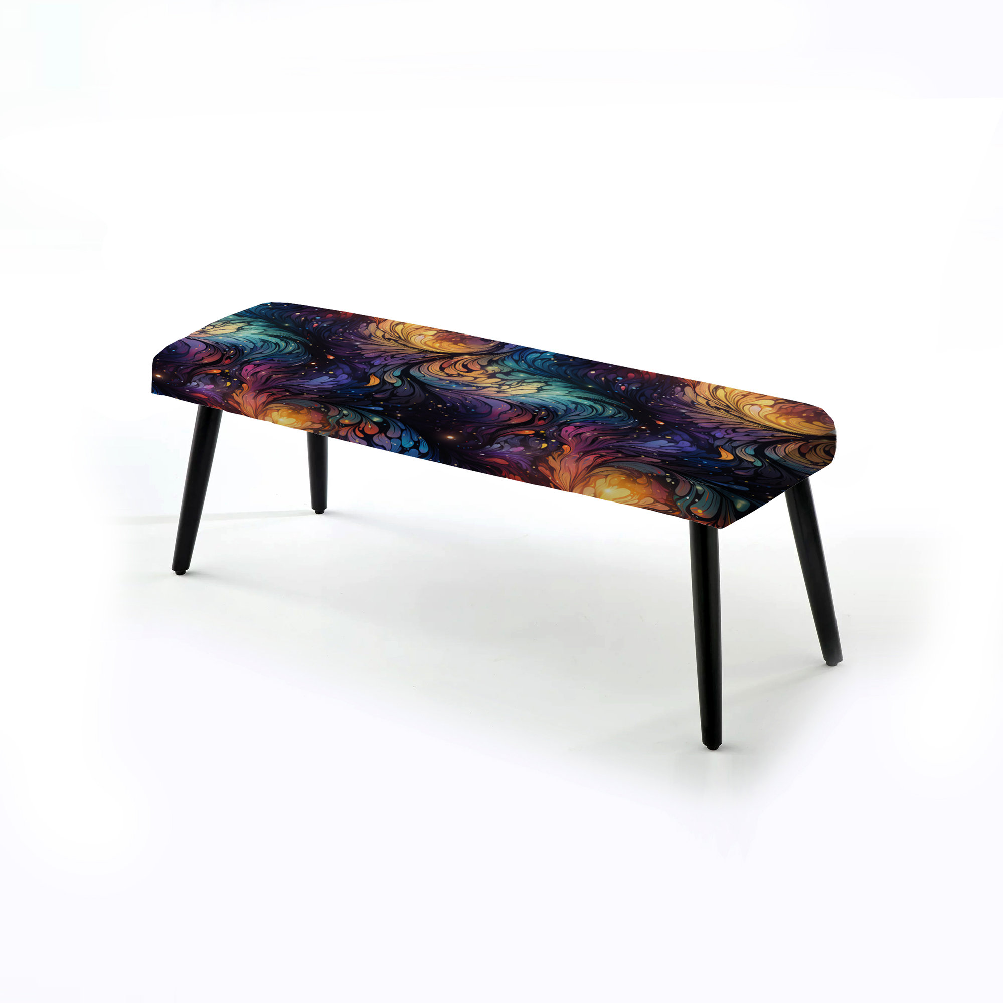 Design Art Colorful Cosmic Ikat Journey - Abstract Upholstered Black ...