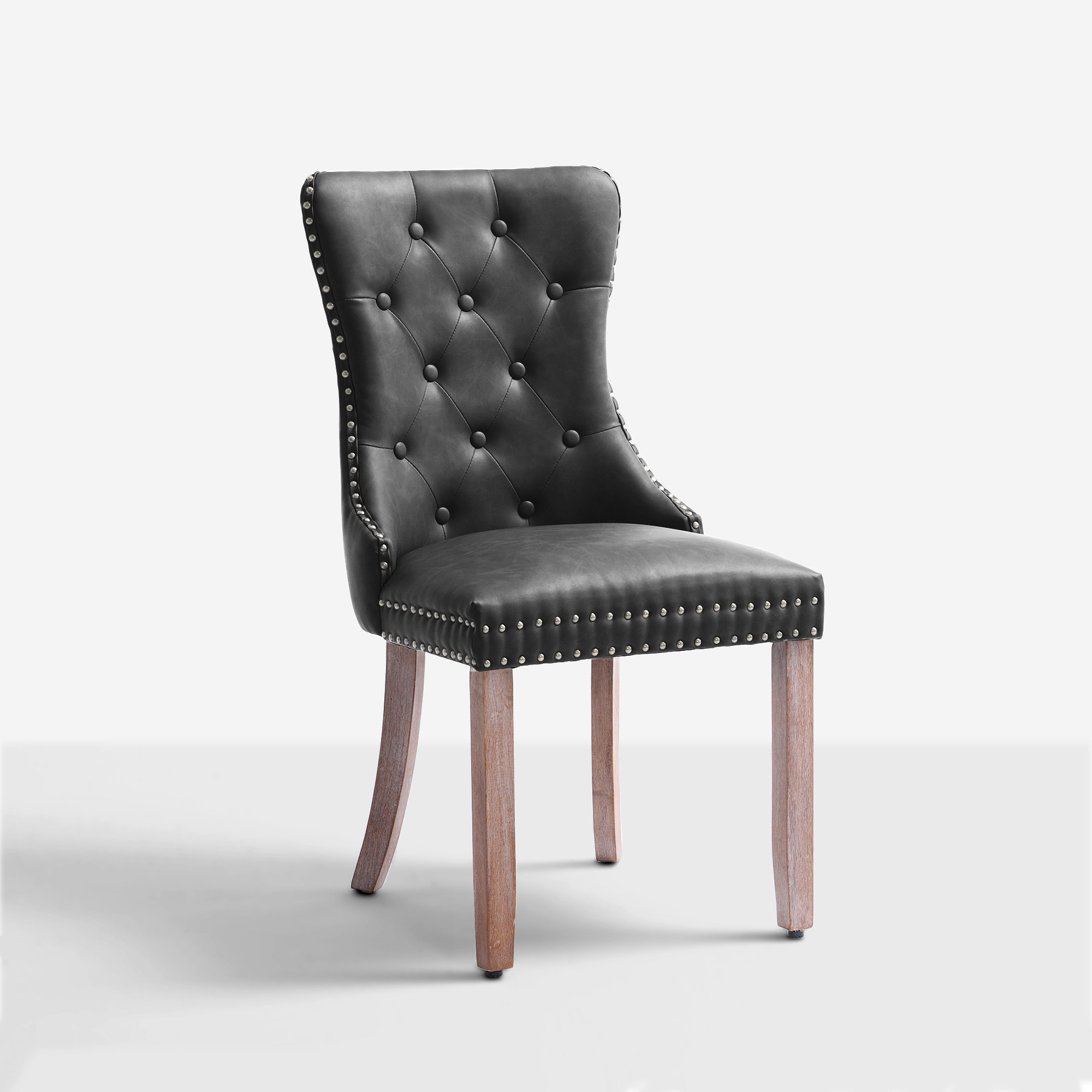 Red Barrel Studio® Faux Leather Dining Chairs with Nailhead Trim and ...