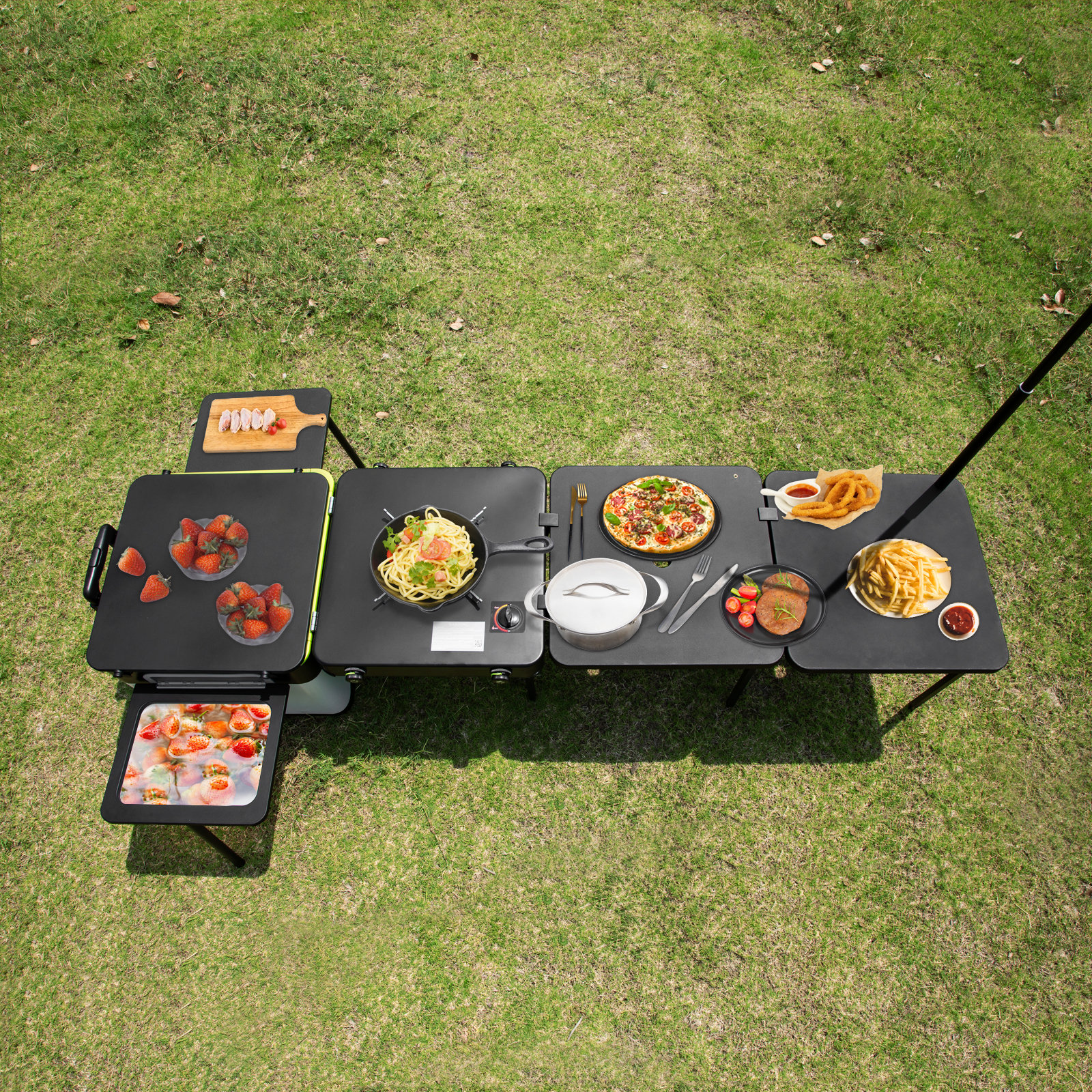 Arlmont & Co. Outdoor Mobile Kitchen, Portable Multifunctional Camp Box ...
