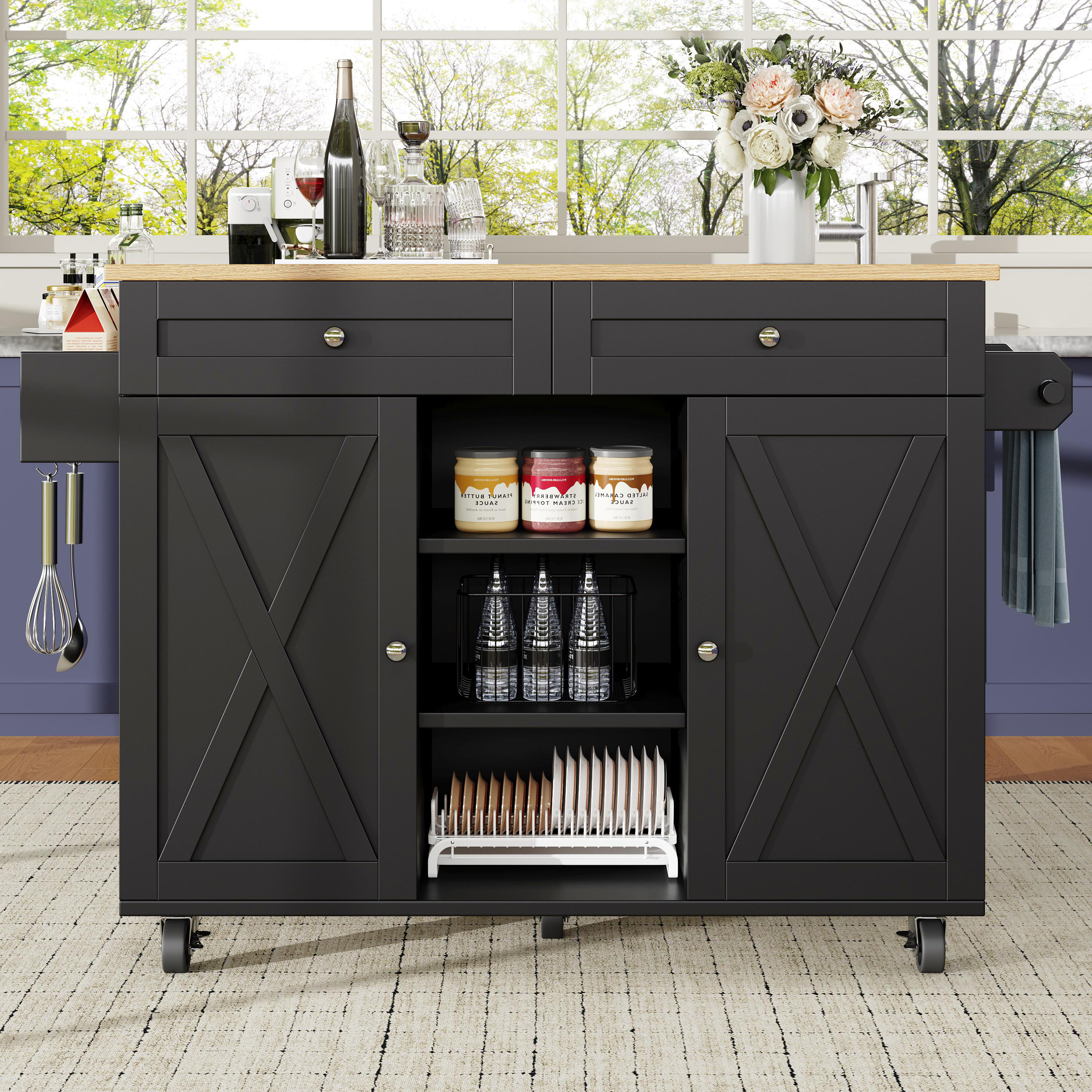 August Grove Kitchen Island With 2 Doors And 2 Drawers | Wayfair.co.uk