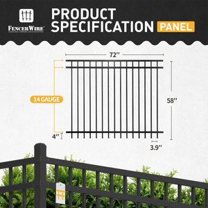 Fencer Wire 4/ 5/ 6FT H X 6FT W Heavy Duty Flat Top Fence Barrier Panel ...