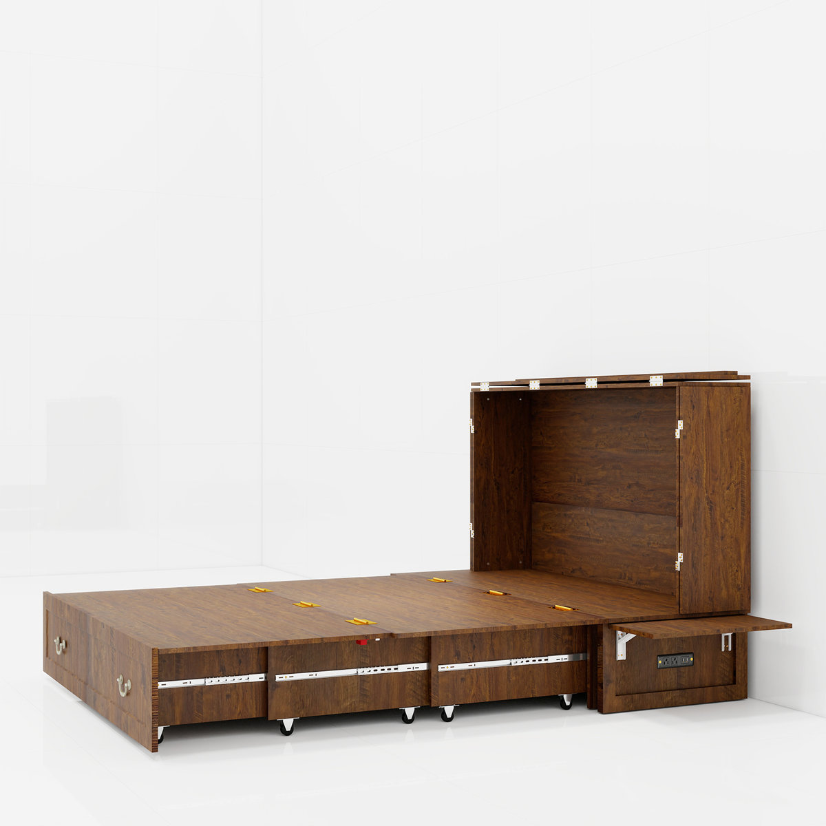 Loon Peak® Murphy Bed Storage Cabinet with Drawers, Mattress Included ...