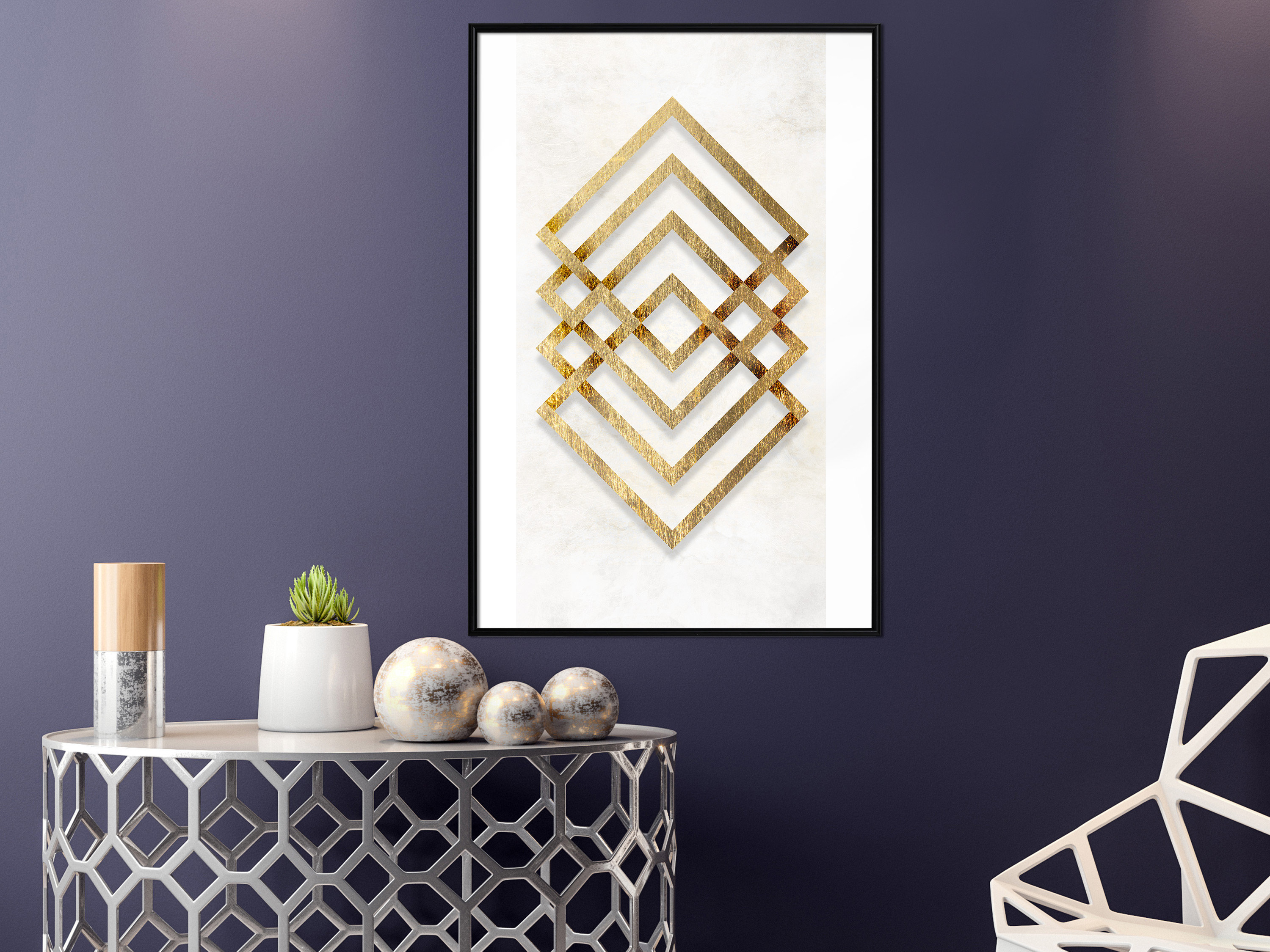 East Urban Home Golden Inlay - Single Picture Frame Print | Wayfair