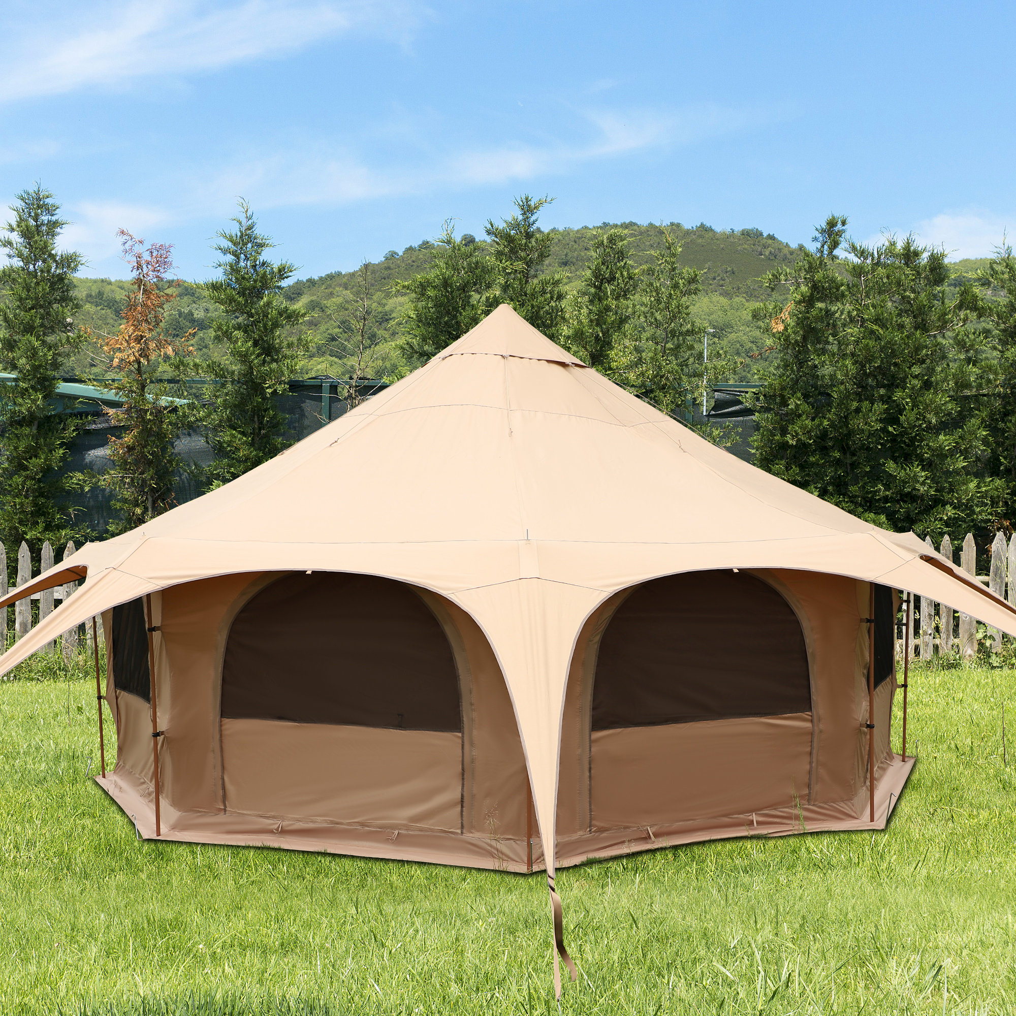 Puppywish 5M Canvas Tent Bell Tent, Glamping Yurt Tent with Stove Jack ...