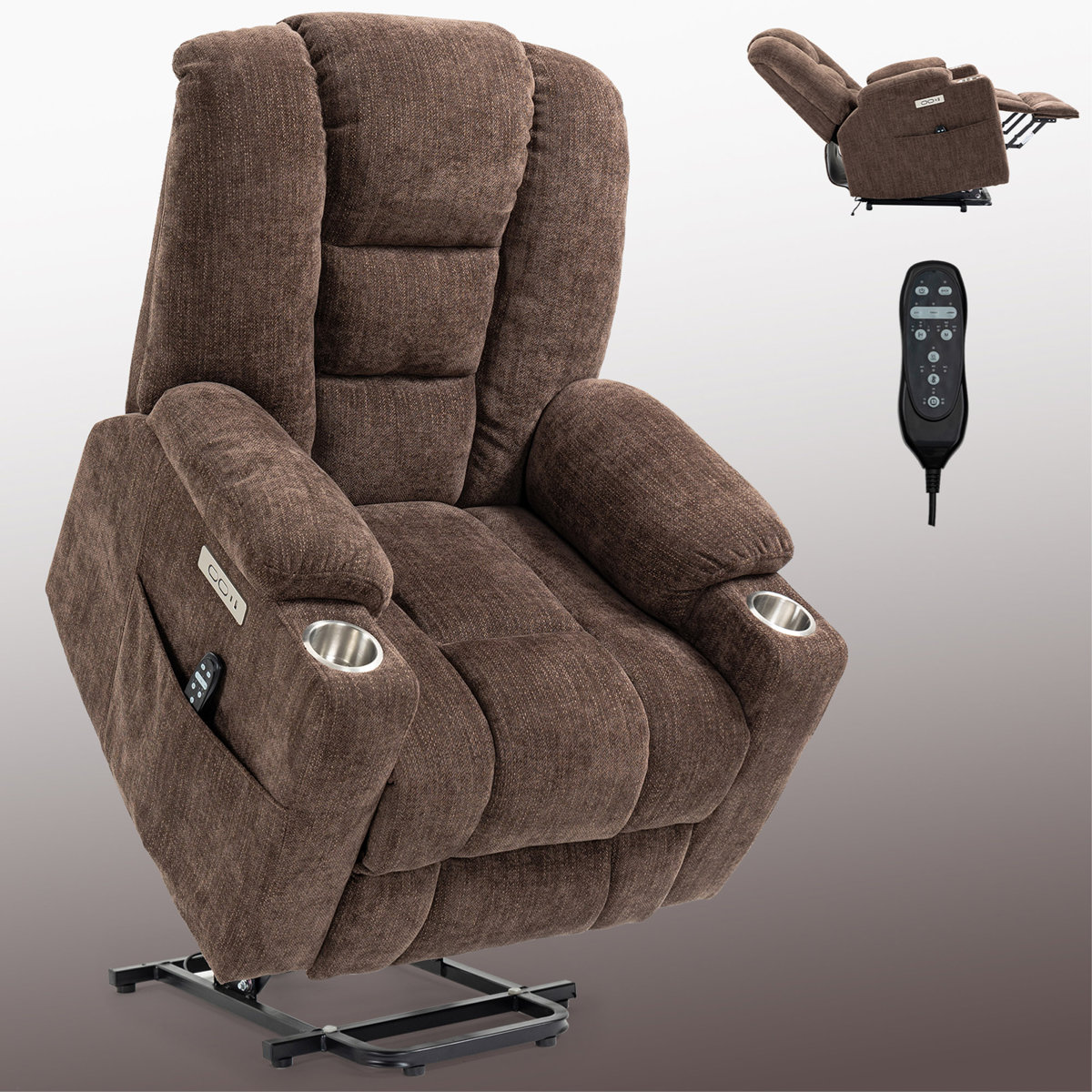 Latitude Run® Large Power Lift Recliner Chair With Massage And Heat For ...
