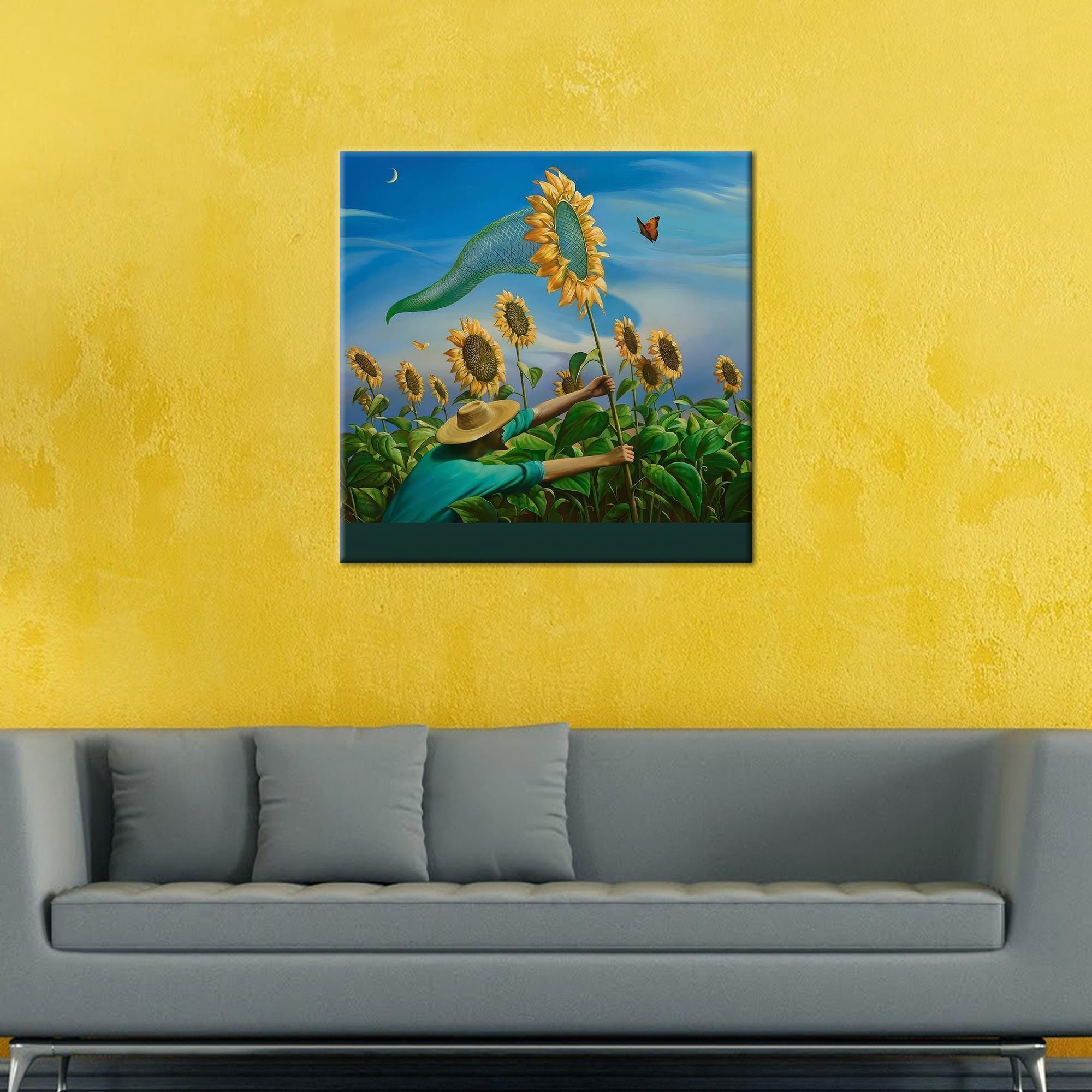 kayra export Modern 3D Abstract Sunflower Canvas Poster Serving as ...