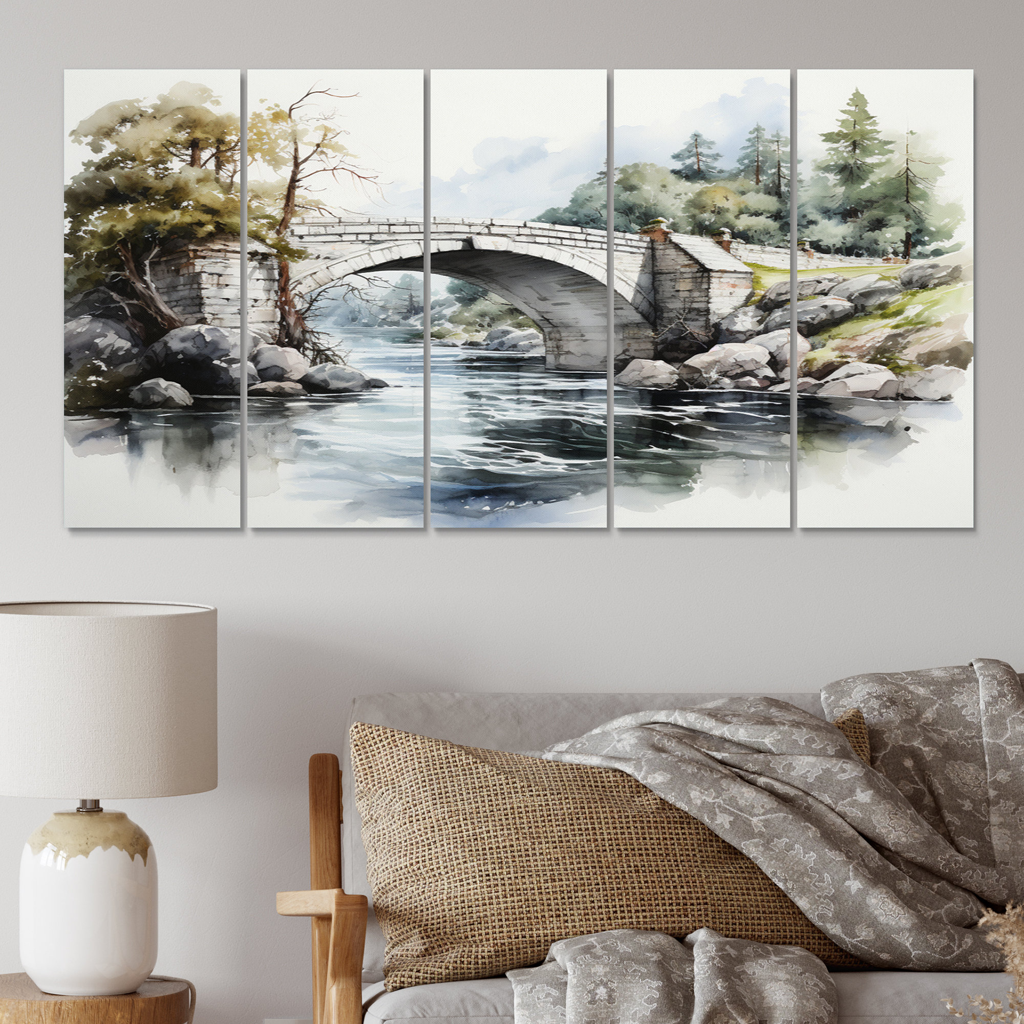 Millwood Pines Beige Bridge Monochrome Passage I - Architecture Wall ...