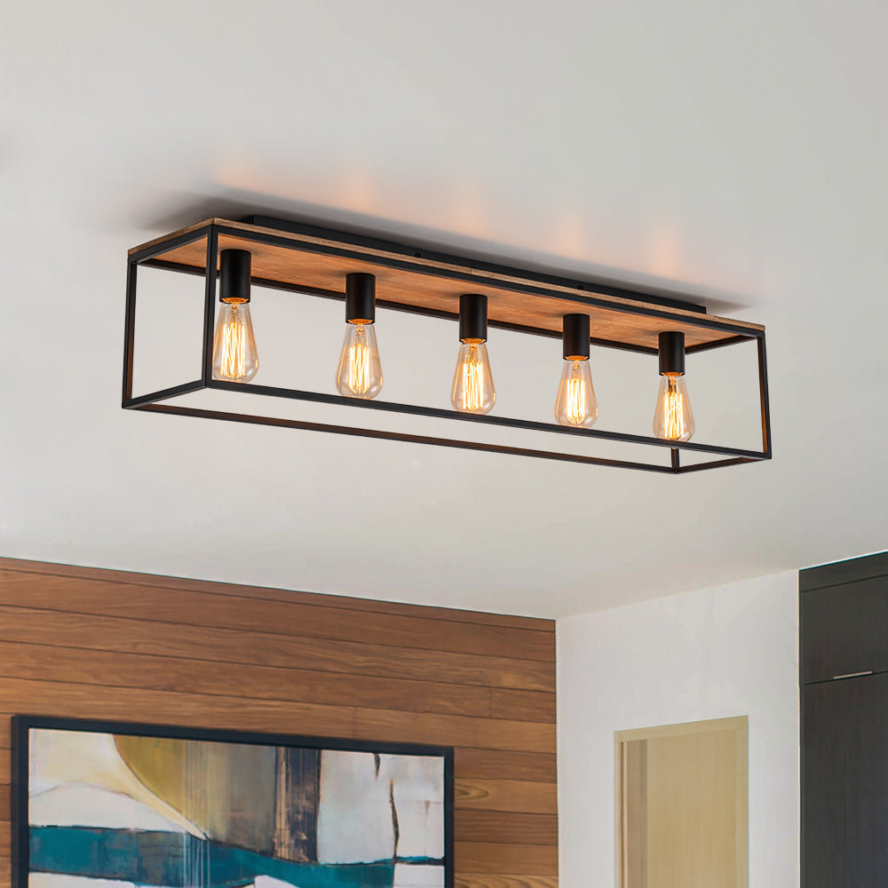 Gracie Oaks Delcina Industrial 5-Light Rectangle Flush Mount - Wayfair ...
