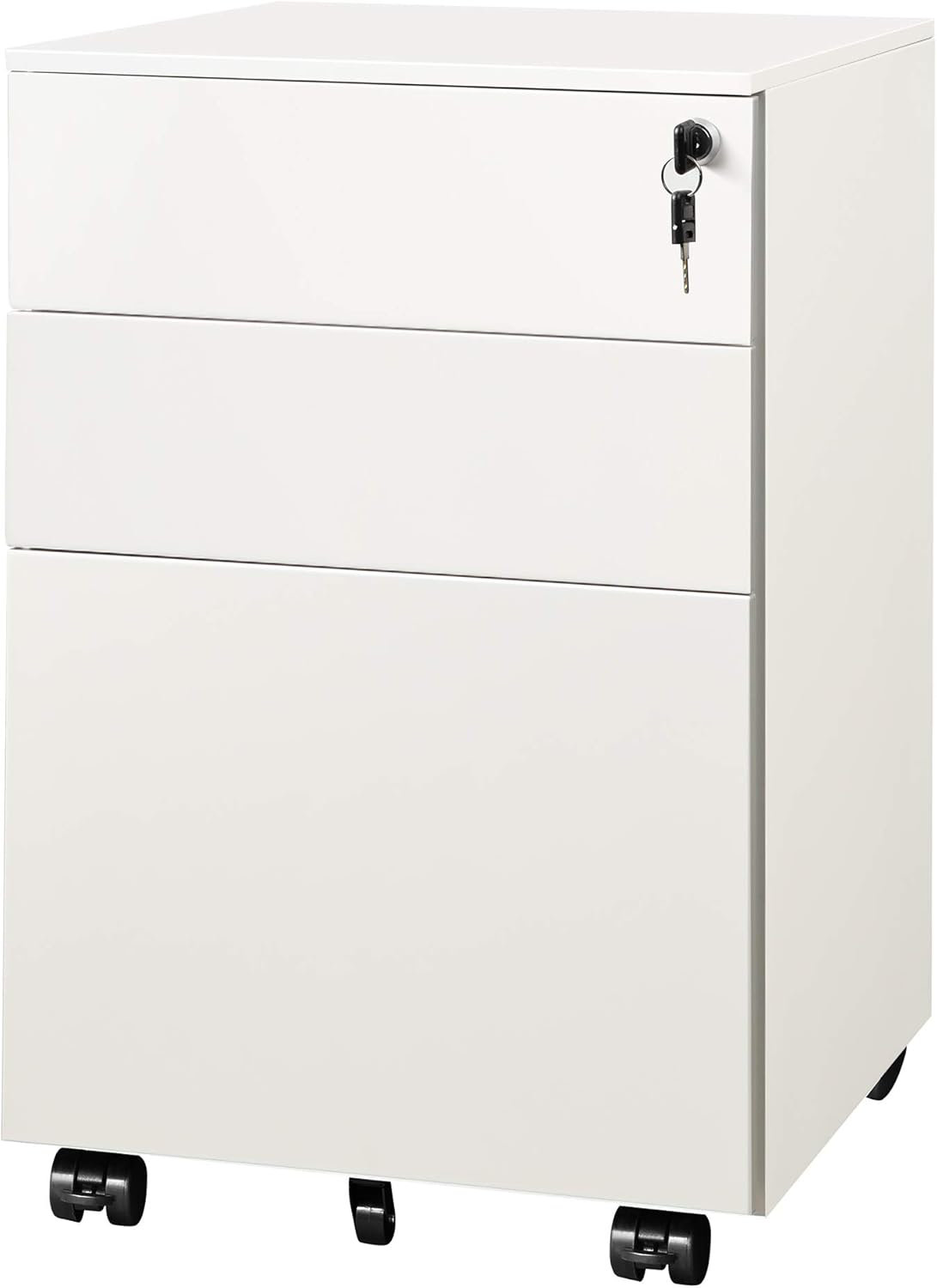 Inbox Zero Locking 3 Drawer Rolling File Cabinet, Fully Assembled ...